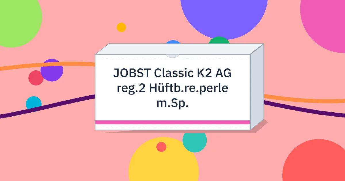 Symbolbild: Packung mit der Aufschrift JOBST Classic K2 AG reg.2 Hüftb.re.perle m.Sp. (PZN 13066986) – Verfügbarkeit und Bezug in Apotheken in Frankfurt am Main
