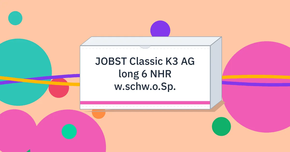 Symbolbild: Packung mit der Aufschrift JOBST Classic K3 AG long 6 NHR w.schw.o.Sp. (PZN 13072449) – Verfügbarkeit und Bezug in Apotheken in Frankfurt am Main