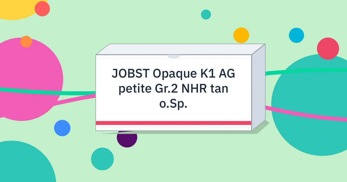 Symbolbild: Packung mit der Aufschrift JOBST Opaque K1 AG petite Gr.2 NHR tan o.Sp. (PZN 16269649) – Verfügbarkeit und Bezug in Apotheken in Frankfurt am Main