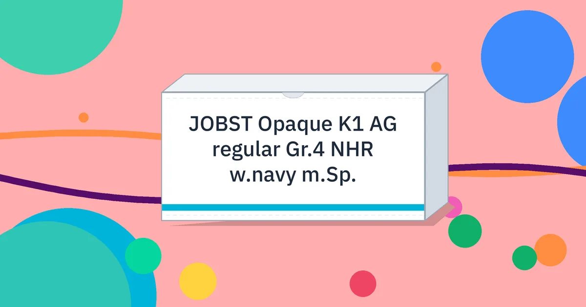 Symbolbild: Packung mit der Aufschrift JOBST Opaque K1 AG regular Gr.4 NHR w.navy m.Sp. (PZN 13092015) – Verfügbarkeit und Bezug in Apotheken in Frankfurt am Main