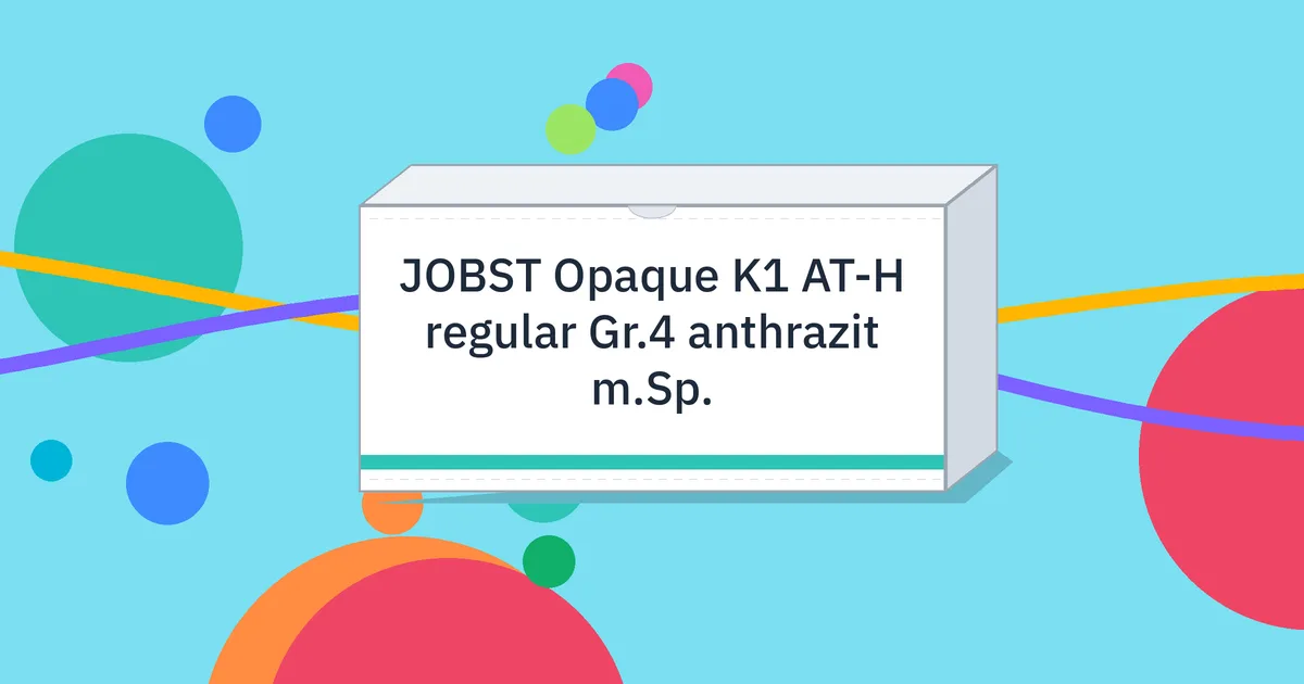 Symbolbild: Packung mit der Aufschrift JOBST Opaque K1 AT-H regular Gr.4 anthrazit m.Sp. (PZN 16274461) – Verfügbarkeit und Bezug in Apotheken in Frankfurt am Main