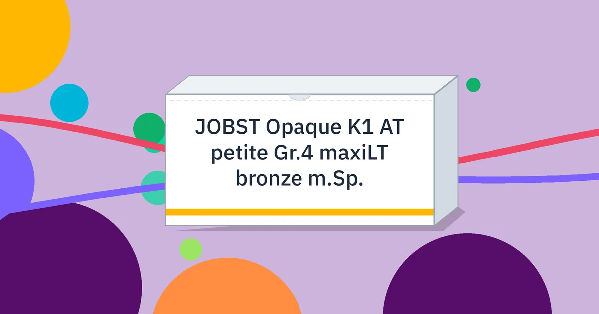 Symbolbild: Packung mit der Aufschrift JOBST Opaque K1 AT petite Gr.4 maxiLT bronze m.Sp. (PZN 13102541) – Verfügbarkeit und Bezug in Apotheken in Frankfurt am Main