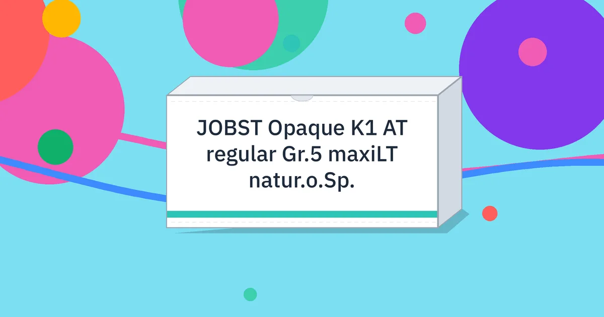 Symbolbild: Packung mit der Aufschrift JOBST Opaque K1 AT regular Gr.5 maxiLT natur.o.Sp. (PZN 13106639) – Verfügbarkeit und Bezug in Apotheken in Frankfurt am Main