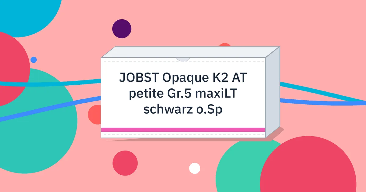 Symbolbild: Packung mit der Aufschrift JOBST Opaque K2 AT petite Gr.5 maxiLT schwarz o.Sp (PZN 13119352) – Verfügbarkeit und Bezug in Apotheken in Frankfurt am Main
