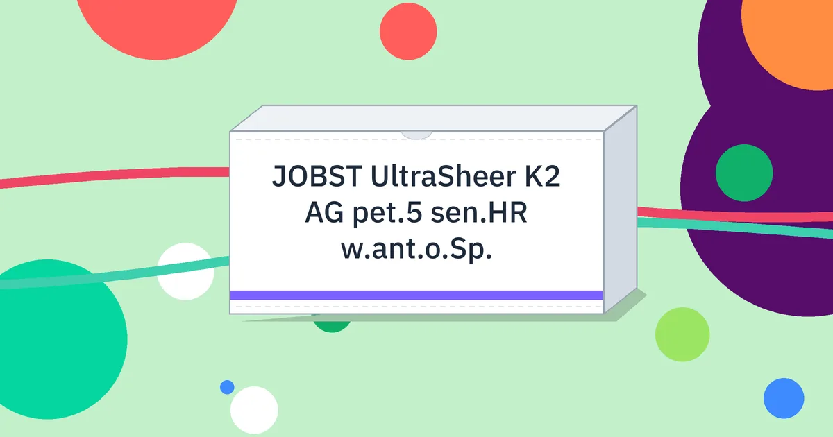 Symbolbild: Packung mit der Aufschrift JOBST UltraSheer K2 AG pet.5 sen.HR w.ant.o.Sp. (PZN 13143250) – Verfügbarkeit und Bezug in Apotheken in Frankfurt am Main