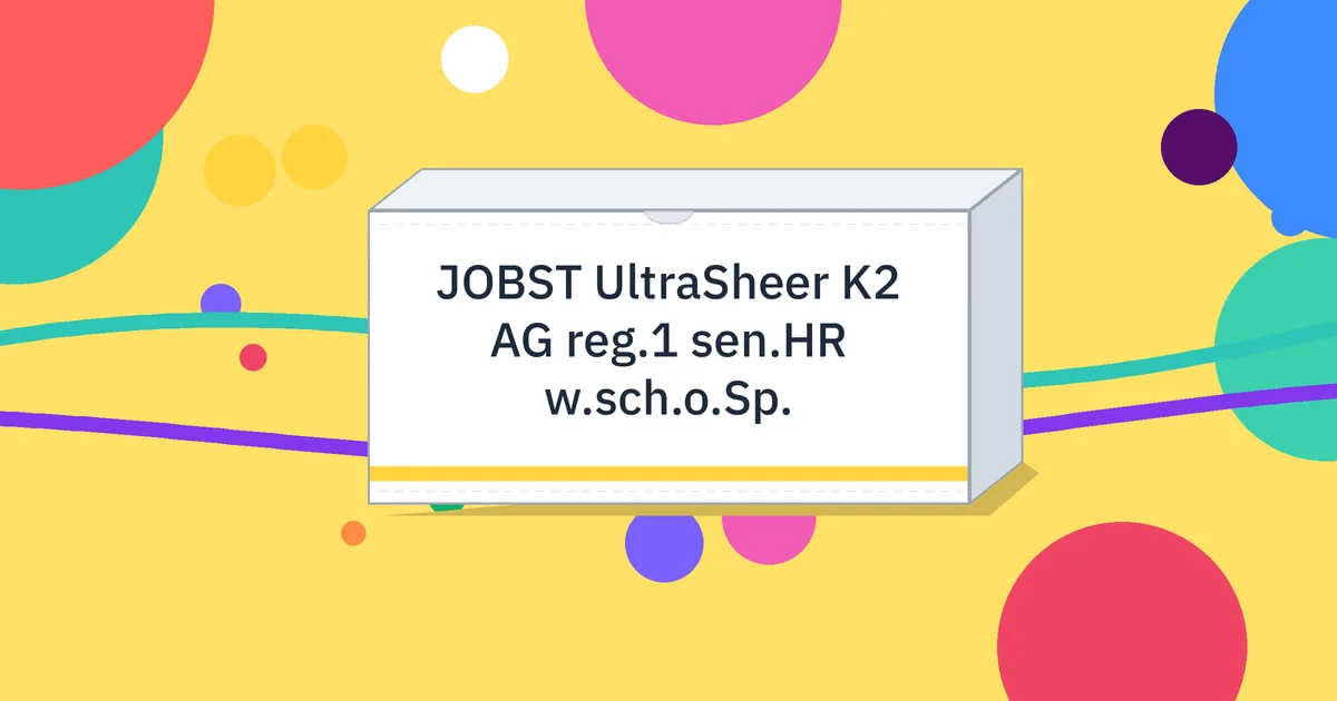 Symbolbild: Packung mit der Aufschrift JOBST UltraSheer K2 AG reg.1 sen.HR w.sch.o.Sp. (PZN 11262803) – Verfügbarkeit und Bezug in Apotheken in Frankfurt am Main