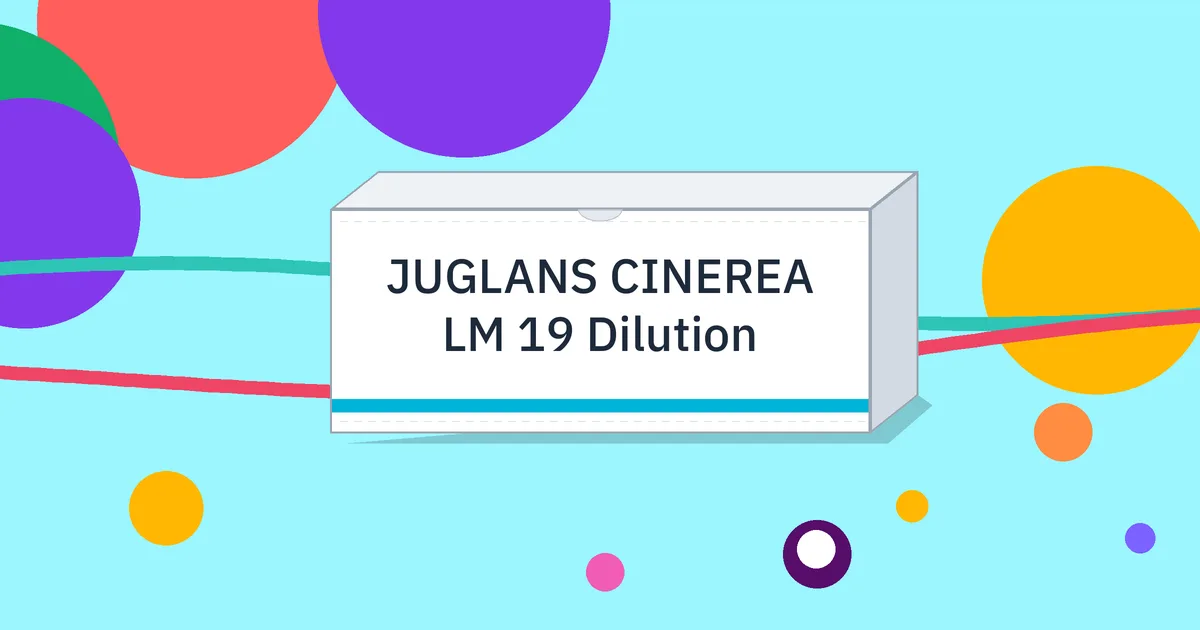 Symbolbild: Packung mit der Aufschrift JUGLANS CINEREA LM 19 Dilution (PZN 13563785) – Verfügbarkeit und Bezug in Apotheken in Frankfurt am Main