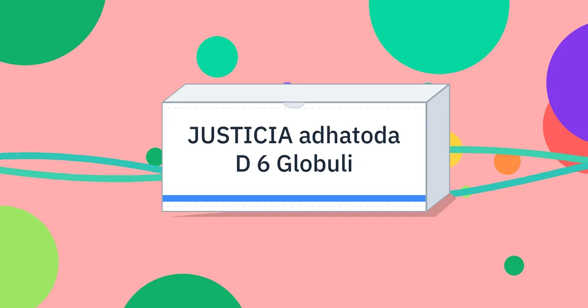 Symbolbild: Packung mit der Aufschrift JUSTICIA adhatoda D 6 Globuli (PZN 04222128) – Verfügbarkeit und Bezug in Apotheken in Frankfurt am Main