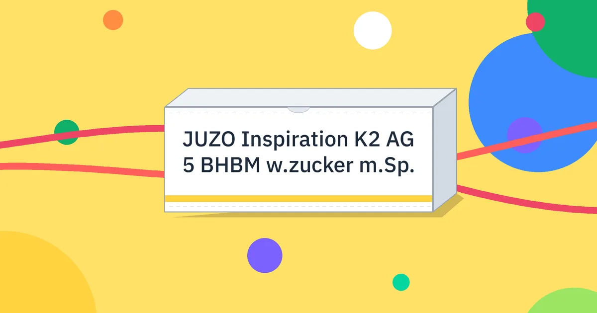 Symbolbild: Packung mit der Aufschrift JUZO Inspiration K2 AG 5 BHBM w.zucker m.Sp. (PZN 14882417) – Verfügbarkeit und Bezug in Apotheken in Frankfurt am Main