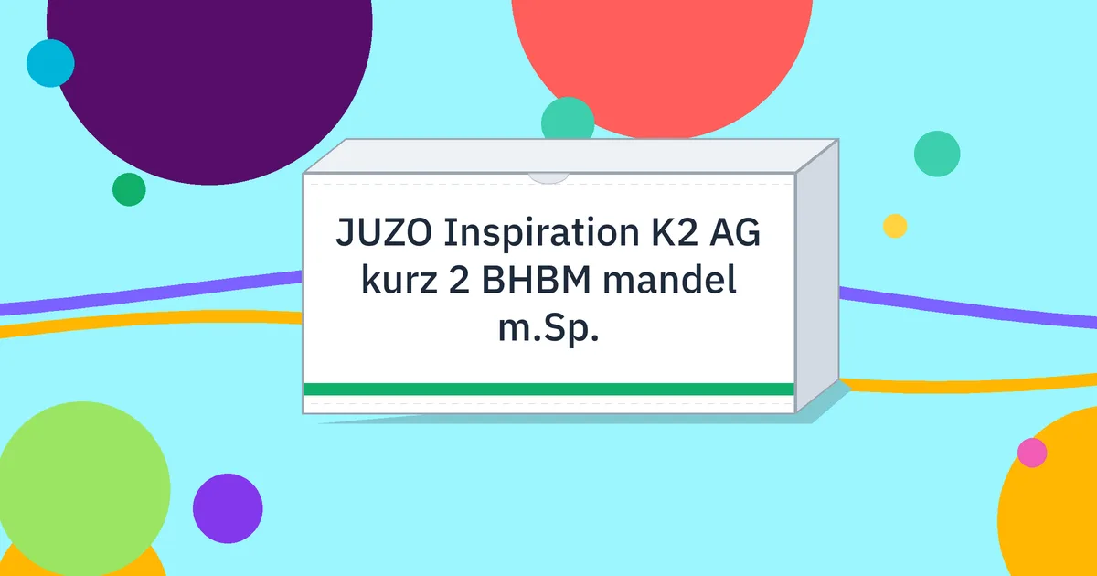 Symbolbild: Packung mit der Aufschrift JUZO Inspiration K2 AG kurz 2 BHBM mandel m.Sp. (PZN 14875570) – Verfügbarkeit und Bezug in Apotheken in Frankfurt am Main