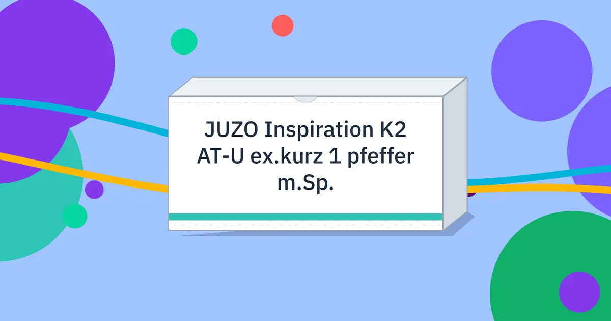 Symbolbild: Packung mit der Aufschrift JUZO Inspiration K2 AT-U ex.kurz 1 pfeffer m.Sp. (PZN 14965770) – Verfügbarkeit und Bezug in Apotheken in Frankfurt am Main