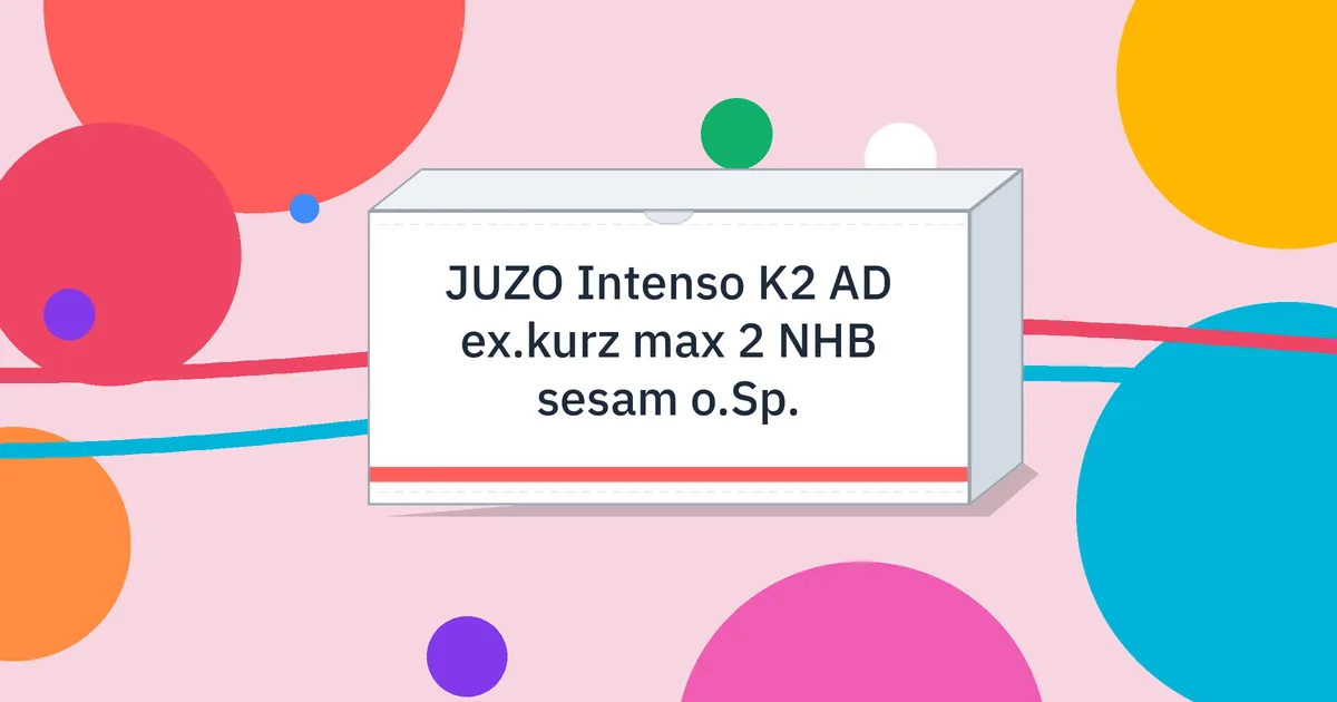 Symbolbild: Packung mit der Aufschrift JUZO Intenso K2 AD ex.kurz max 2 NHB sesam o.Sp. (PZN 18620921) – Verfügbarkeit und Bezug in Apotheken in Frankfurt am Main