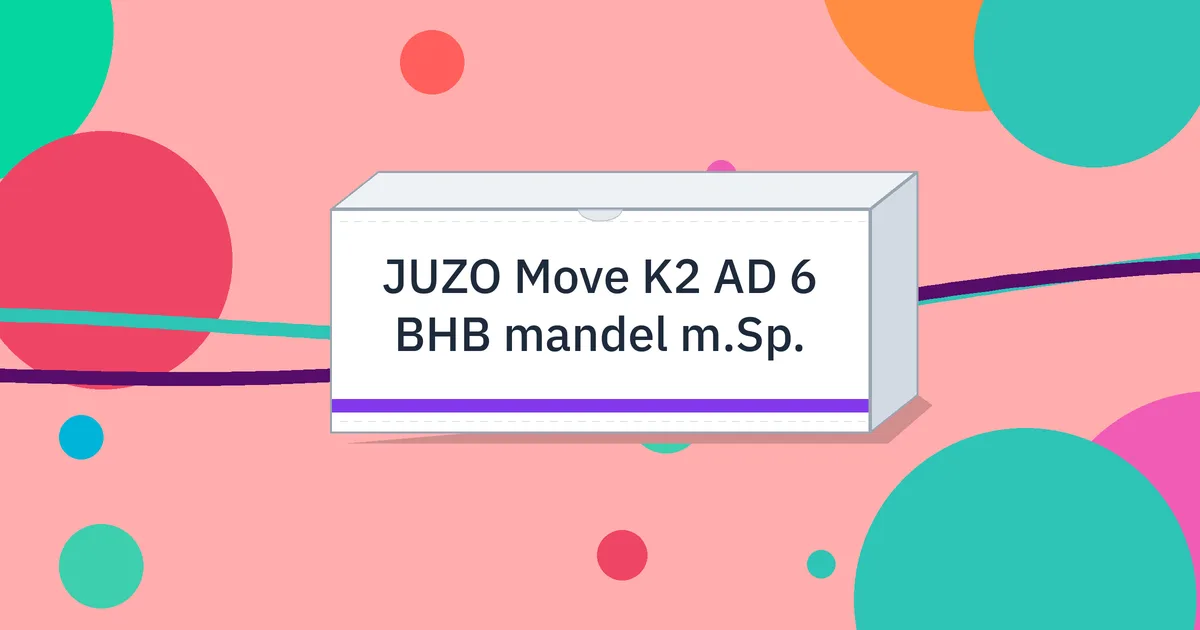 Symbolbild: Packung mit der Aufschrift JUZO Move K2 AD 6 BHB mandel m.Sp. (PZN 16340399) – Verfügbarkeit und Bezug in Apotheken in Frankfurt am Main