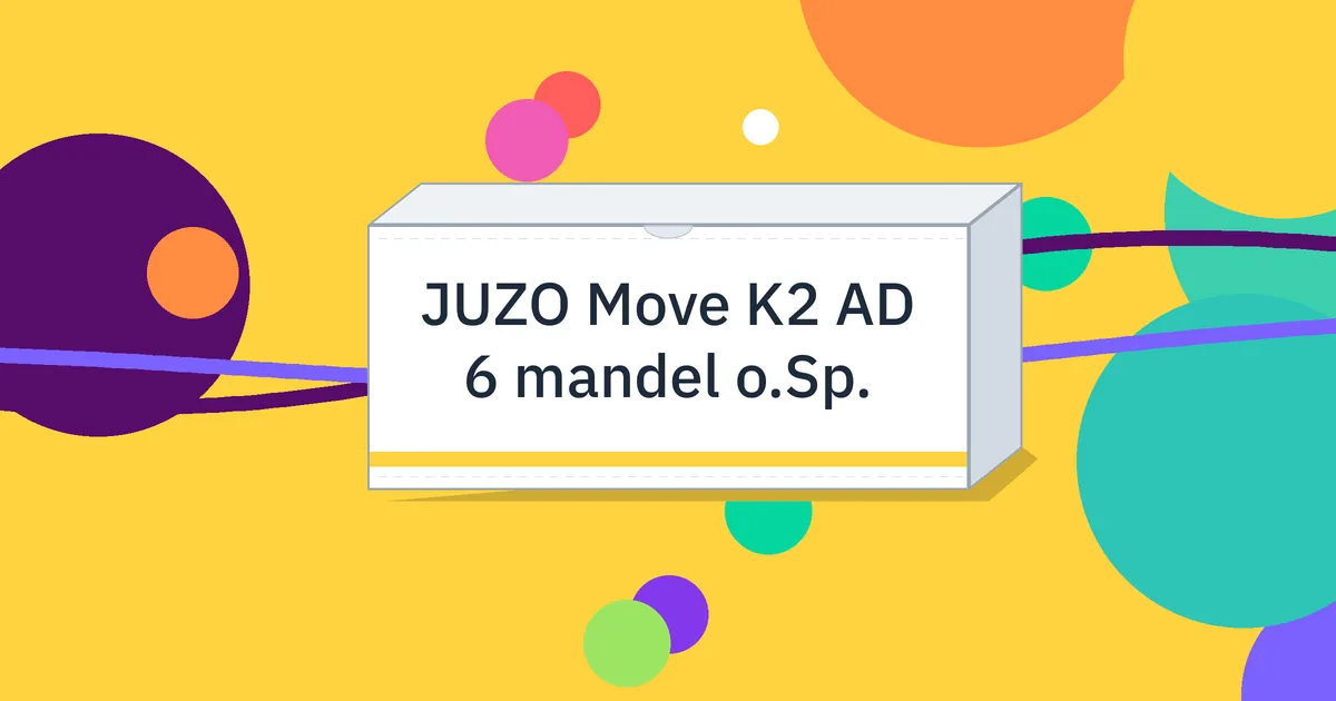 Symbolbild: Packung mit der Aufschrift JUZO Move K2 AD 6 mandel o.Sp. (PZN 16342174) – Verfügbarkeit und Bezug in Apotheken in Frankfurt am Main