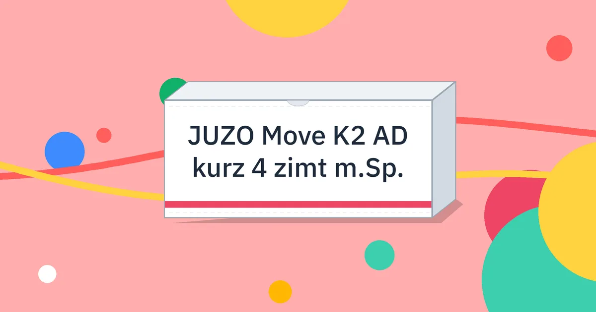 Symbolbild: Packung mit der Aufschrift JUZO Move K2 AD kurz 4 zimt m.Sp. (PZN 18508503) – Verfügbarkeit und Bezug in Apotheken in Frankfurt am Main