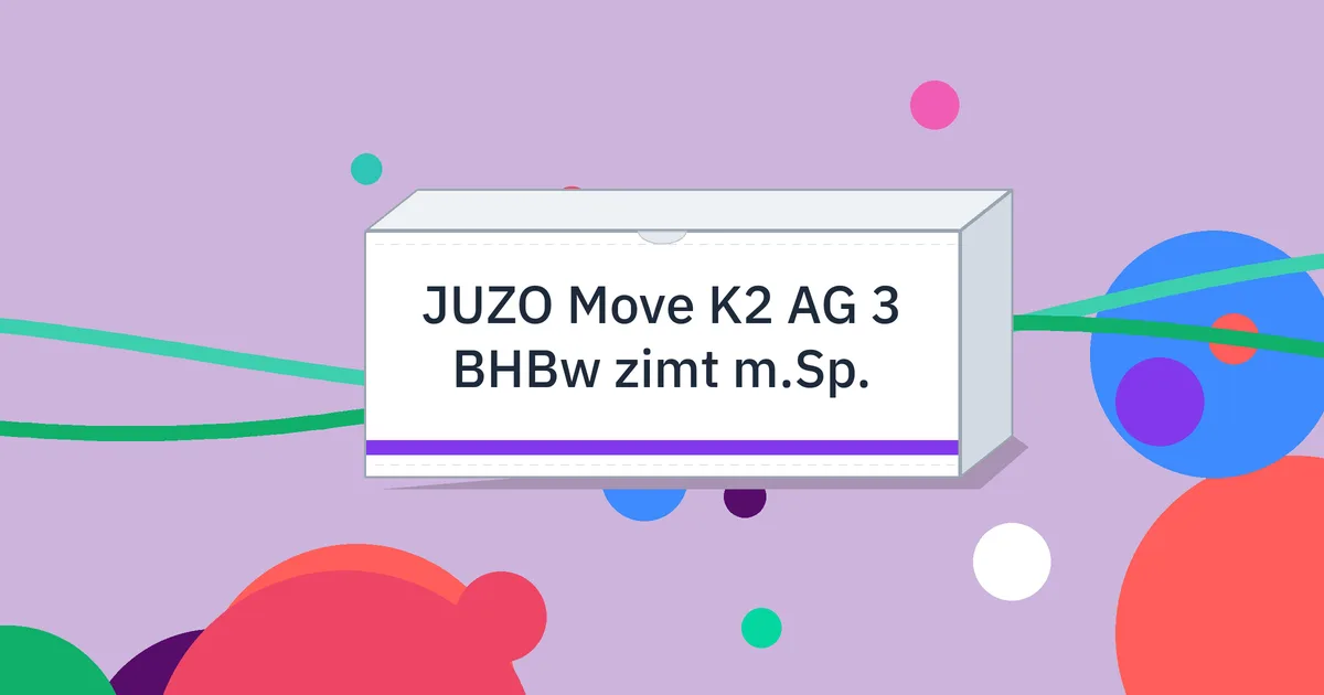 Symbolbild: Packung mit der Aufschrift JUZO Move K2 AG 3 BHBw zimt m.Sp. (PZN 18524407) – Verfügbarkeit und Bezug in Apotheken in Frankfurt am Main