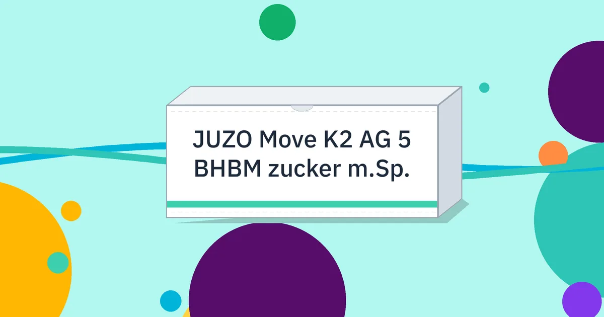 Symbolbild: Packung mit der Aufschrift JUZO Move K2 AG 5 BHBM zucker m.Sp. (PZN 18524560) – Verfügbarkeit und Bezug in Apotheken in Frankfurt am Main