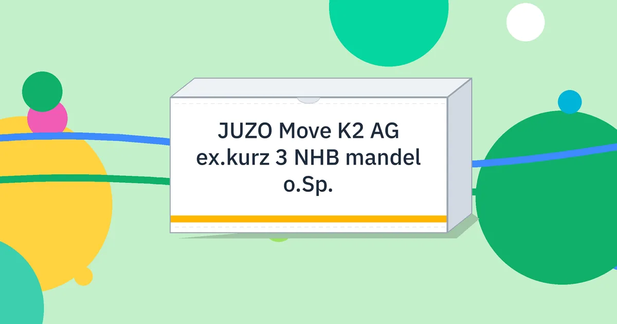 Symbolbild: Packung mit der Aufschrift JUZO Move K2 AG ex.kurz 3 NHB mandel o.Sp. (PZN 16639106) – Verfügbarkeit und Bezug in Apotheken in Frankfurt am Main