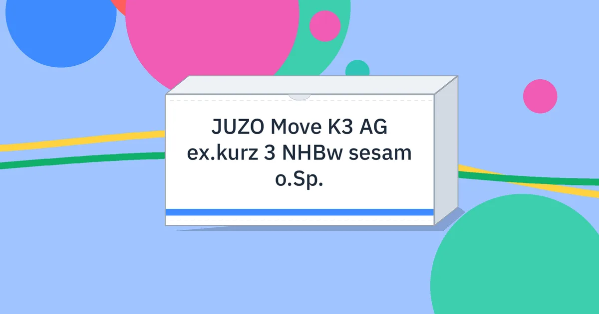 Symbolbild: Packung mit der Aufschrift JUZO Move K3 AG ex.kurz 3 NHBw sesam o.Sp. (PZN 18584496) – Verfügbarkeit und Bezug in Apotheken in Frankfurt am Main
