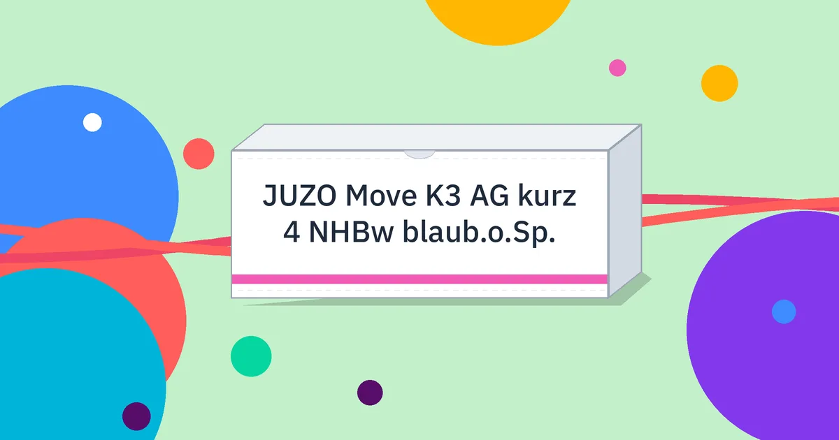 Symbolbild: Packung mit der Aufschrift JUZO Move K3 AG kurz 4 NHBw blaub.o.Sp. (PZN 18592308) – Verfügbarkeit und Bezug in Apotheken in Frankfurt am Main