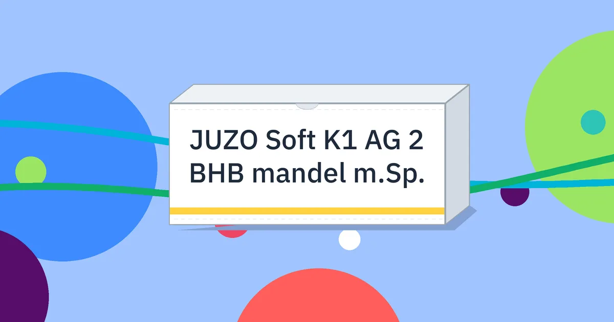 Symbolbild: Packung mit der Aufschrift JUZO Soft K1 AG 2 BHB mandel m.Sp. (PZN 14821025) – Verfügbarkeit und Bezug in Apotheken in Frankfurt am Main