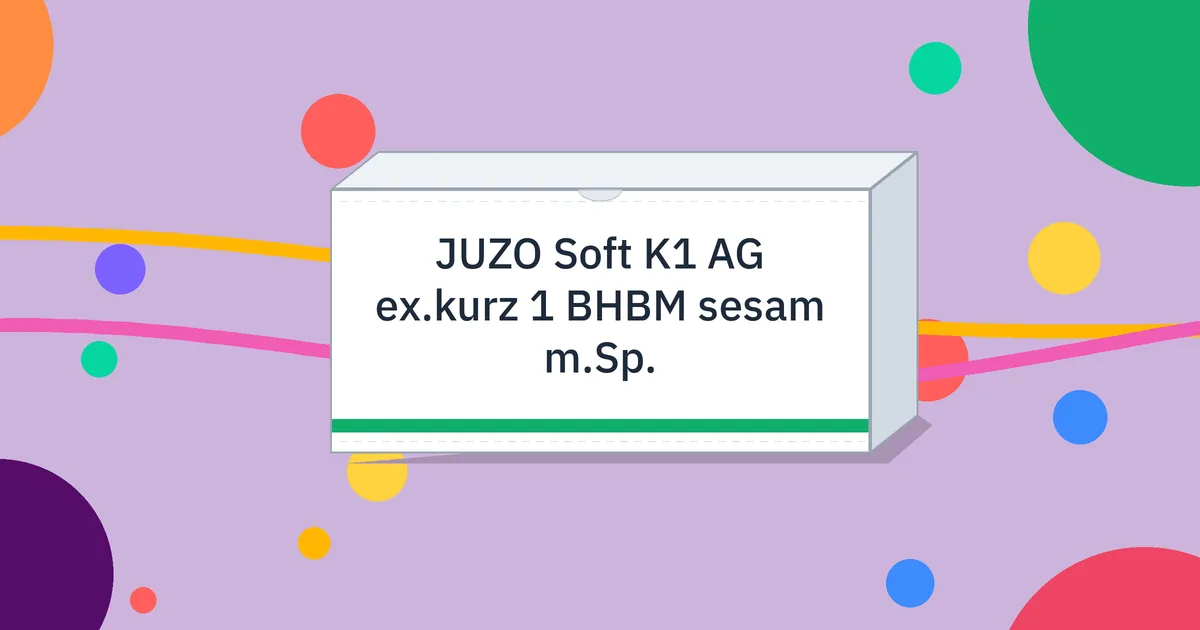 Symbolbild: Packung mit der Aufschrift JUZO Soft K1 AG ex.kurz 1 BHBM sesam m.Sp. (PZN 14856265) – Verfügbarkeit und Bezug in Apotheken in Frankfurt am Main