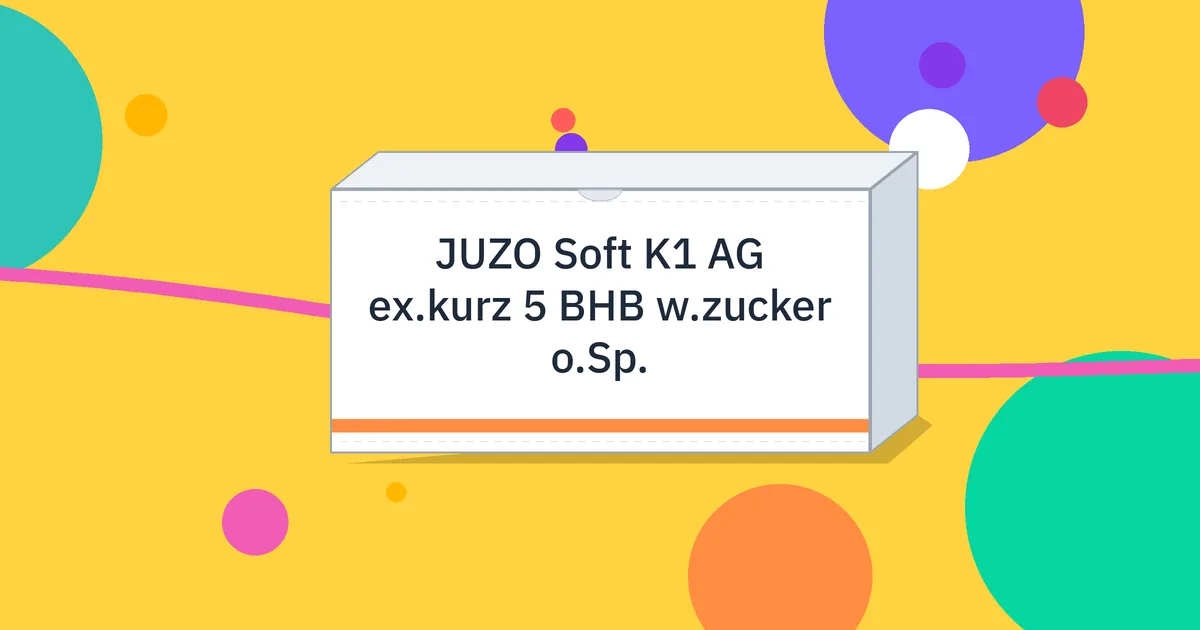 Symbolbild: Packung mit der Aufschrift JUZO Soft K1 AG ex.kurz 5 BHB w.zucker o.Sp. (PZN 14839841) – Verfügbarkeit und Bezug in Apotheken in Frankfurt am Main
