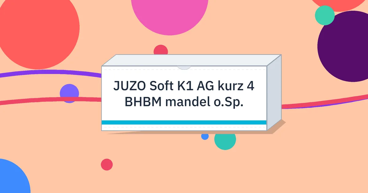 Symbolbild: Packung mit der Aufschrift JUZO Soft K1 AG kurz 4 BHBM mandel o.Sp. (PZN 14857827) – Verfügbarkeit und Bezug in Apotheken in Frankfurt am Main