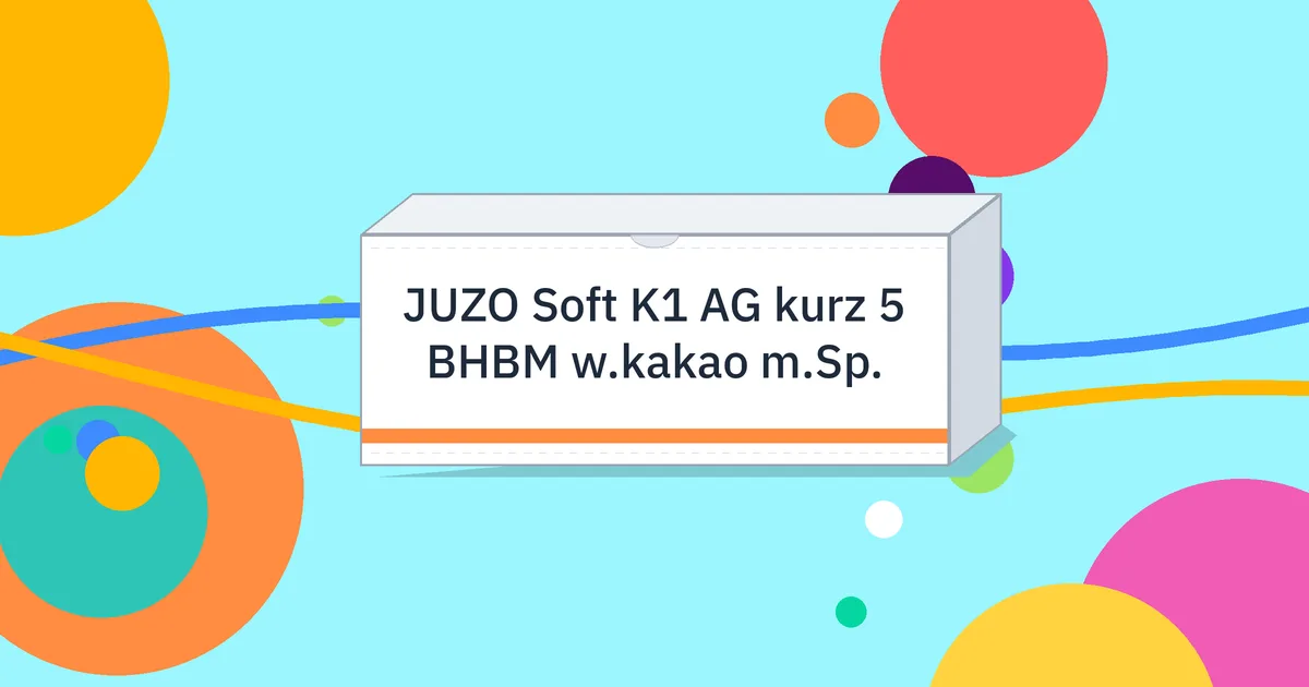 Symbolbild: Packung mit der Aufschrift JUZO Soft K1 AG kurz 5 BHBM w.kakao m.Sp. (PZN 14863911) – Verfügbarkeit und Bezug in Apotheken in Frankfurt am Main