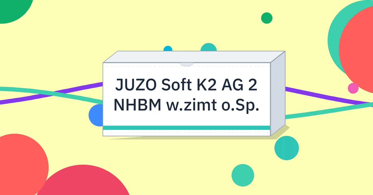 Symbolbild: Packung mit der Aufschrift JUZO Soft K2 AG 2 NHBM w.zimt o.Sp. (PZN 14997184) – Verfügbarkeit und Bezug in Apotheken in Frankfurt am Main