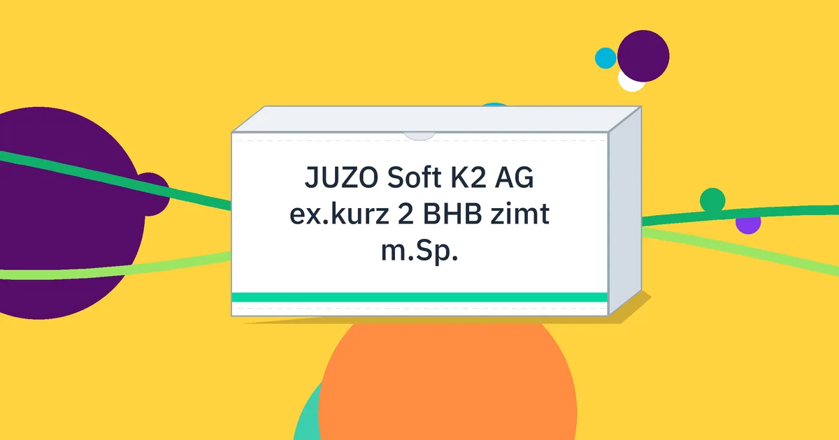 Symbolbild: Packung mit der Aufschrift JUZO Soft K2 AG ex.kurz 2 BHB zimt m.Sp. (PZN 14827370) – Verfügbarkeit und Bezug in Apotheken in Frankfurt am Main