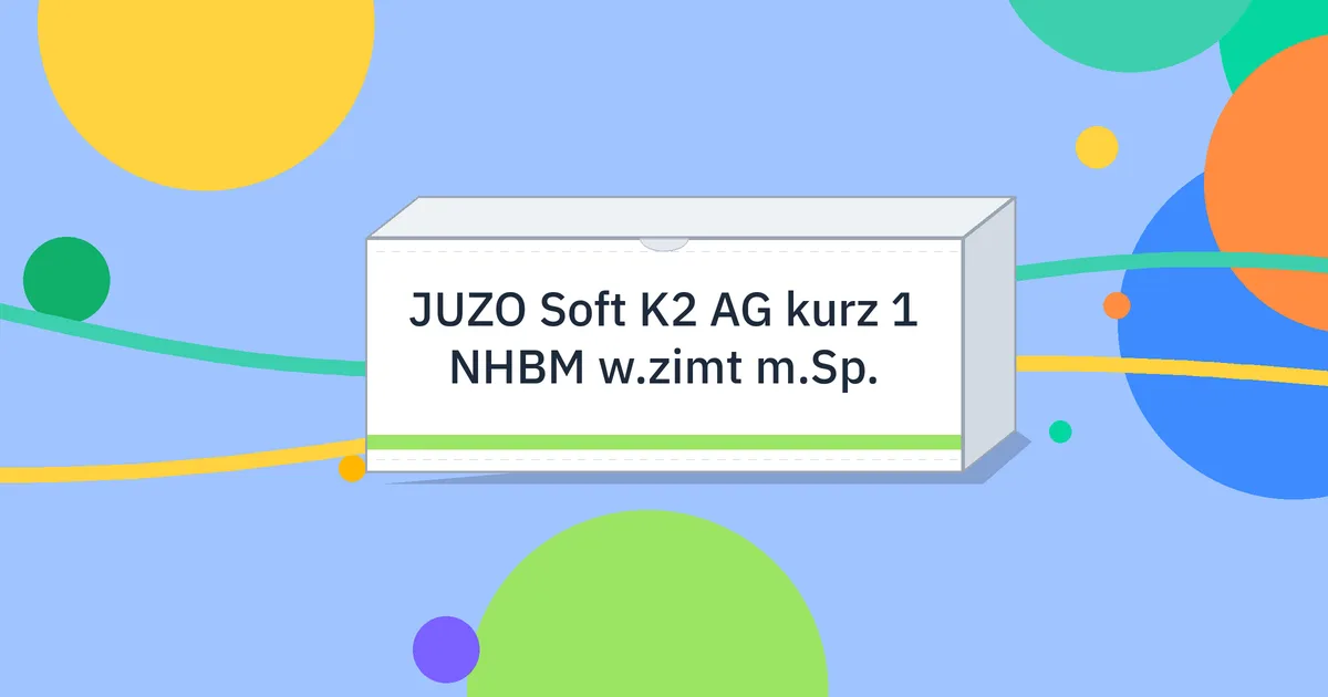 Symbolbild: Packung mit der Aufschrift JUZO Soft K2 AG kurz 1 NHBM w.zimt m.Sp. (PZN 15019784) – Verfügbarkeit und Bezug in Apotheken in Frankfurt am Main