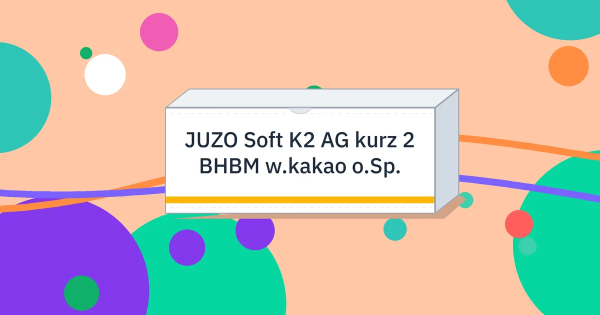 Symbolbild: Packung mit der Aufschrift JUZO Soft K2 AG kurz 2 BHBM w.kakao o.Sp. (PZN 14869799) – Verfügbarkeit und Bezug in Apotheken in Frankfurt am Main