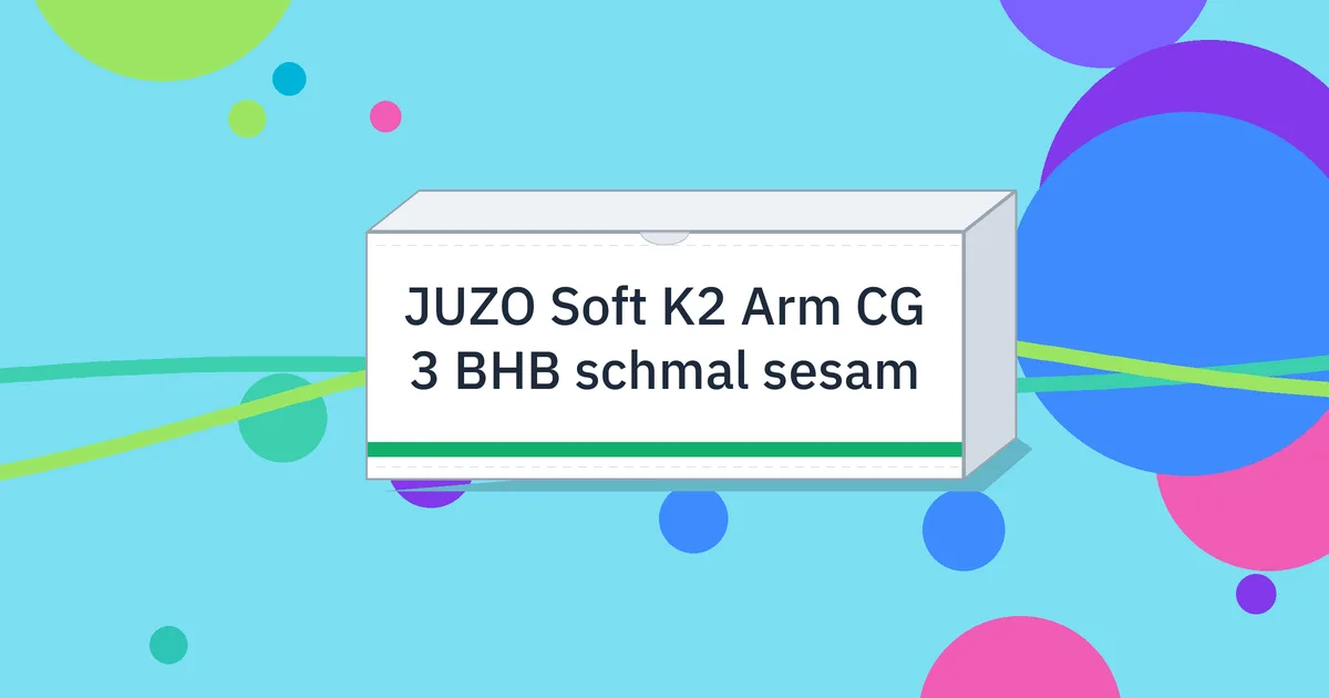 Symbolbild: Packung mit der Aufschrift JUZO Soft K2 Arm CG 3 BHB schmal sesam (PZN 15511404) – Verfügbarkeit und Bezug in Apotheken in Frankfurt am Main