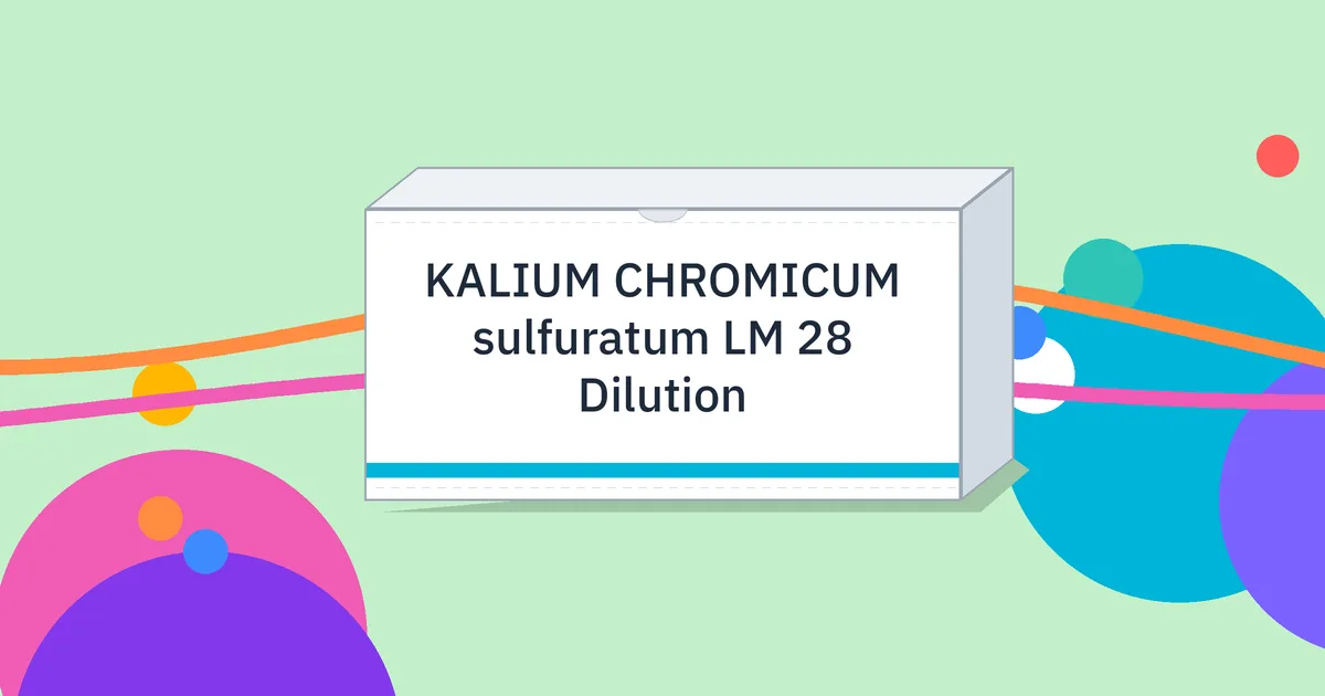 Symbolbild: Packung mit der Aufschrift KALIUM CHROMICUM sulfuratum LM 28 Dilution (PZN 12919843) – Verfügbarkeit und Bezug in Apotheken in Frankfurt am Main
