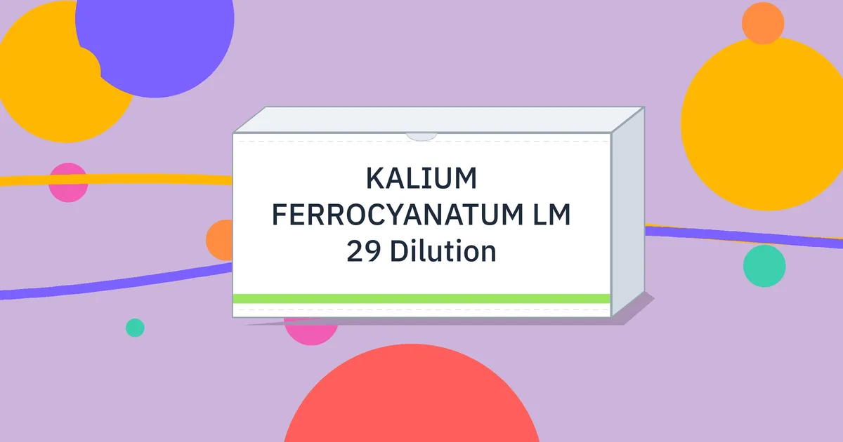 Symbolbild: Packung mit der Aufschrift KALIUM FERROCYANATUM LM 29 Dilution (PZN 12921248) – Verfügbarkeit und Bezug in Apotheken in Frankfurt am Main