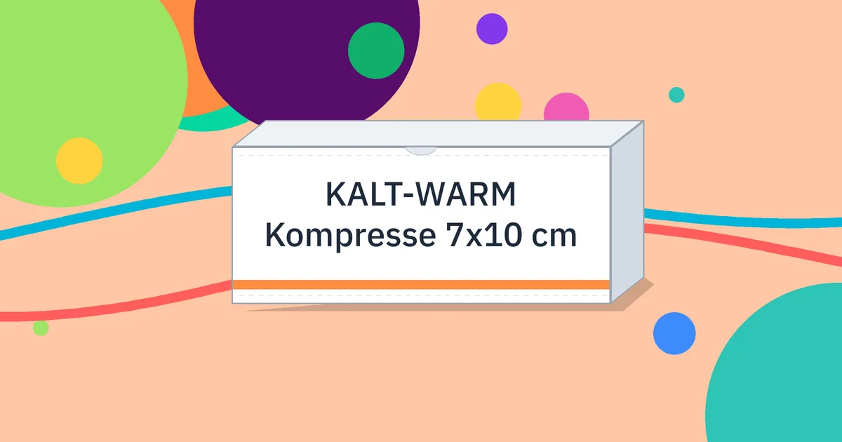 Symbolbild: Packung mit der Aufschrift KALT-WARM Kompresse 7x10 cm (PZN 02737839) – Verfügbarkeit und Bezug in Apotheken in Frankfurt am Main