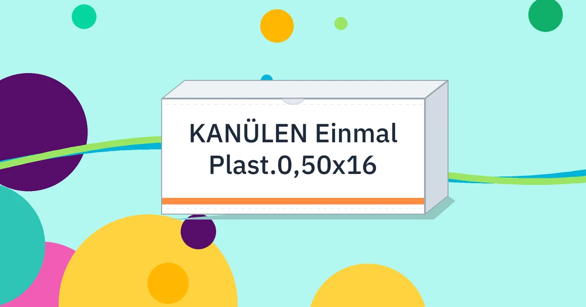 Symbolbild: Packung mit der Aufschrift KANÜLEN Einmal Plast.0,50x16 (PZN 01965277) – Verfügbarkeit und Bezug in Apotheken in Frankfurt am Main