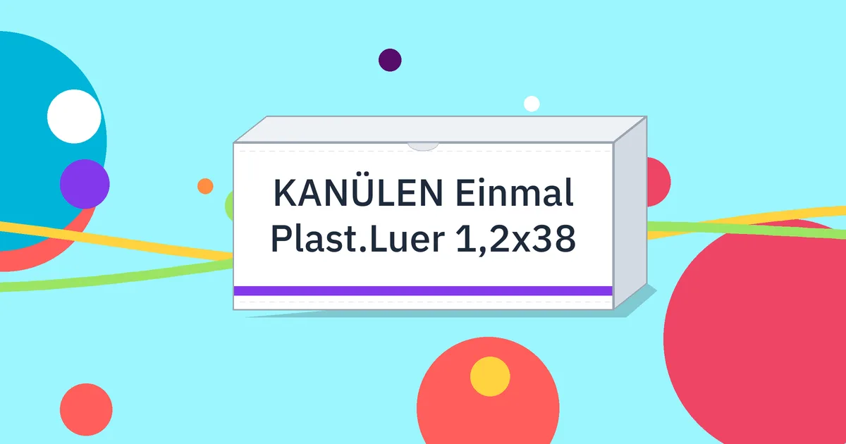 Symbolbild: Packung mit der Aufschrift KANÜLEN Einmal Plast.Luer 1,2x38 (PZN 02440571) – Verfügbarkeit und Bezug in Apotheken in Frankfurt am Main