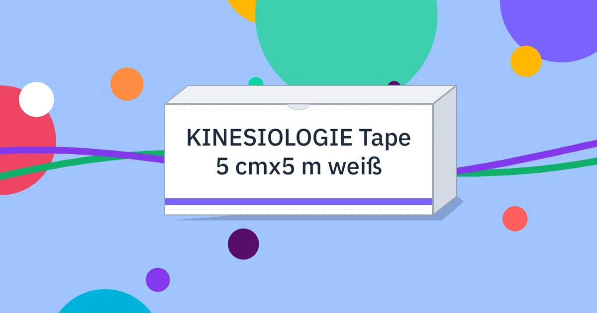 Symbolbild: Packung mit der Aufschrift KINESIOLOGIE Tape 5 cmx5 m weiß (PZN 12492385) – Verfügbarkeit und Bezug in Apotheken in Frankfurt am Main