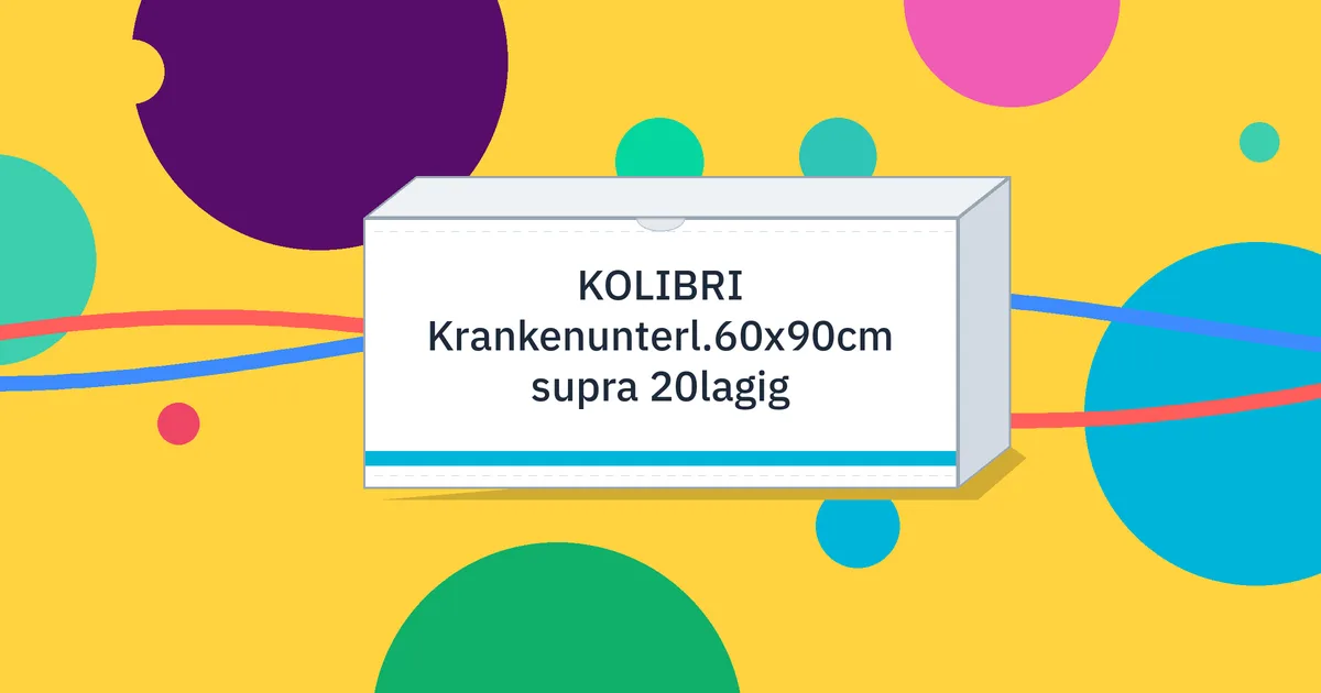 Symbolbild: Packung mit der Aufschrift KOLIBRI Krankenunterl.60x90cm supra 20lagig (PZN 02247383) – Verfügbarkeit und Bezug in Apotheken in Frankfurt am Main