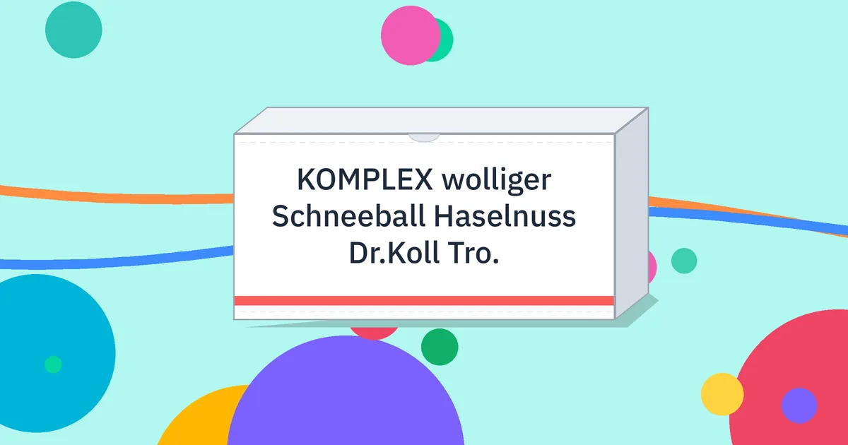 Symbolbild: Packung mit der Aufschrift KOMPLEX wolliger Schneeball Haselnuss Dr.Koll Tro. (PZN 18230433) – Verfügbarkeit und Bezug in Apotheken in Frankfurt am Main