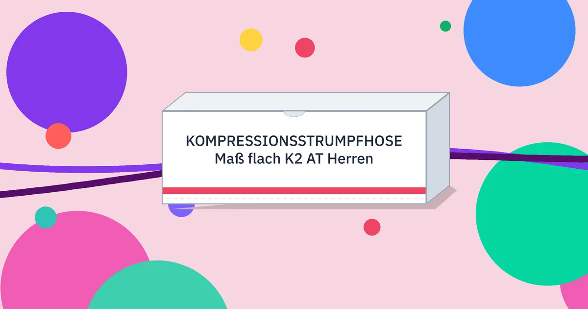 Symbolbild: Packung mit der Aufschrift KOMPRESSIONSSTRUMPFHOSE Maß flach K2 AT Herren (PZN 16745707) – Verfügbarkeit und Bezug in Apotheken in Frankfurt am Main