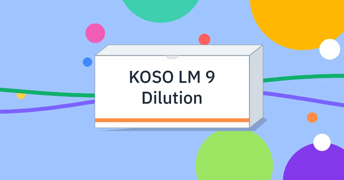 Symbolbild: Packung mit der Aufschrift KOSO LM 9 Dilution (PZN 13519838) – Verfügbarkeit und Bezug in Apotheken in Frankfurt am Main