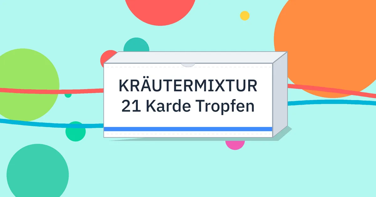 Symbolbild: Packung mit der Aufschrift KRÄUTERMIXTUR 21 Karde Tropfen (PZN 15329467) – Verfügbarkeit und Bezug in Apotheken in Frankfurt am Main