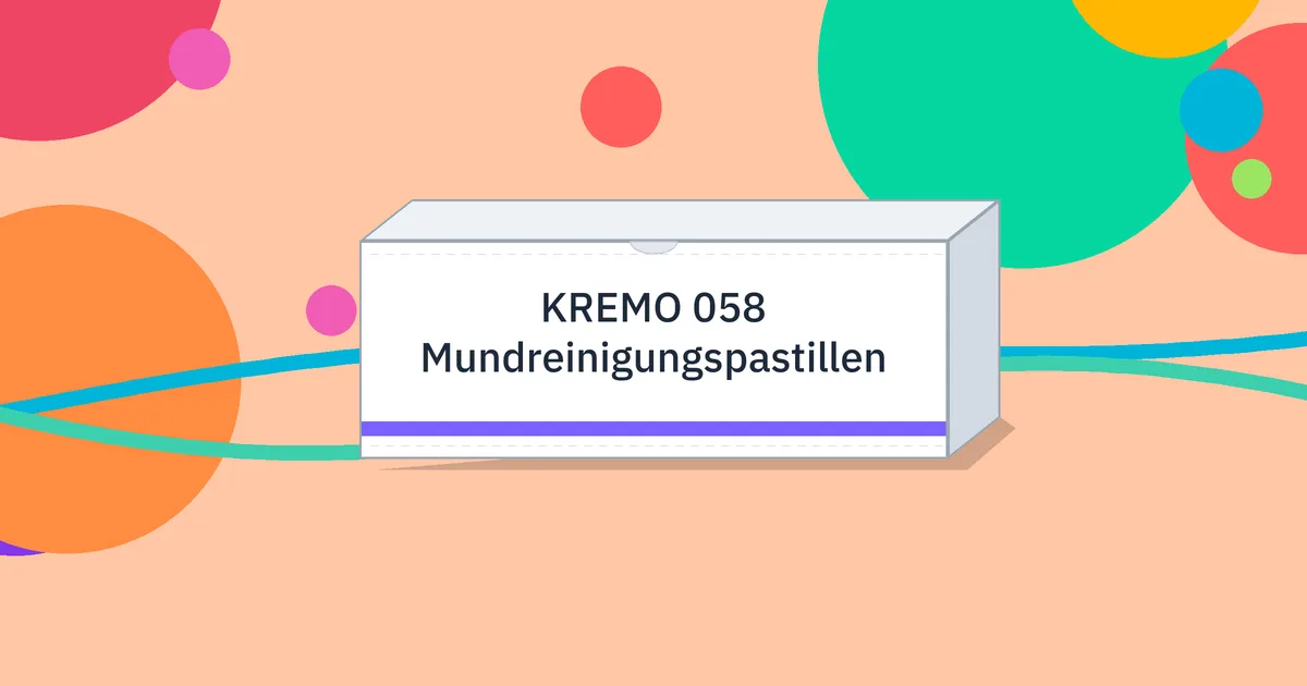 Symbolbild: Packung mit der Aufschrift KREMO 058 Mundreinigungspastillen (PZN 09929306) – Verfügbarkeit und Bezug in Apotheken in Frankfurt am Main