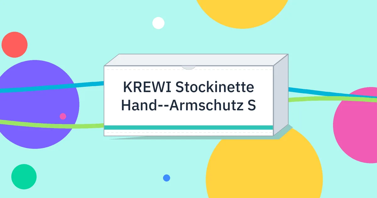 Symbolbild: Packung mit der Aufschrift KREWI Stockinette Hand--Armschutz S (PZN 17301875) – Verfügbarkeit und Bezug in Apotheken in Frankfurt am Main