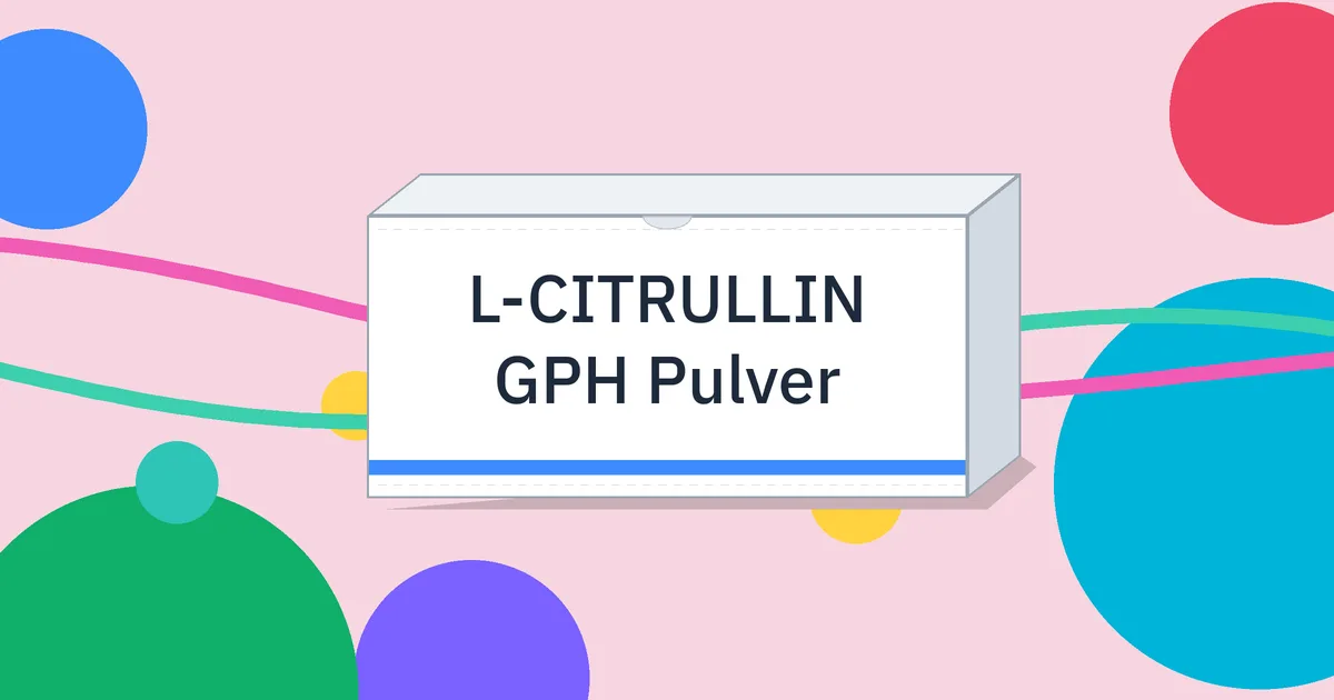 Symbolbild: Packung mit der Aufschrift L-CITRULLIN GPH Pulver (PZN 08430071) – Verfügbarkeit und Bezug in Apotheken in Frankfurt am Main