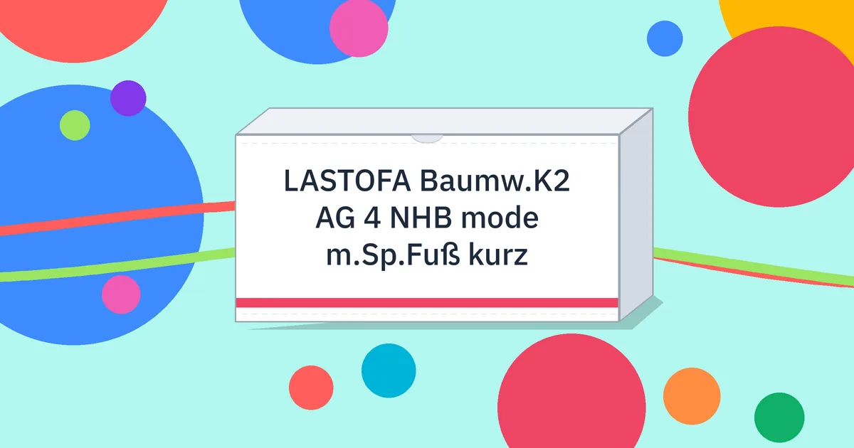 Symbolbild: Packung mit der Aufschrift LASTOFA Baumw.K2 AG 4 NHB mode m.Sp.Fuß kurz (PZN 01947144) – Verfügbarkeit und Bezug in Apotheken in Frankfurt am Main