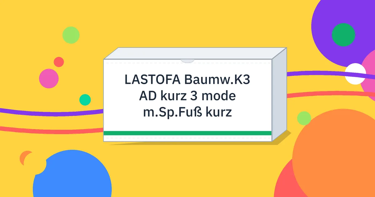 Symbolbild: Packung mit der Aufschrift LASTOFA Baumw.K3 AD kurz 3 mode m.Sp.Fuß kurz (PZN 01953529) – Verfügbarkeit und Bezug in Apotheken in Frankfurt am Main